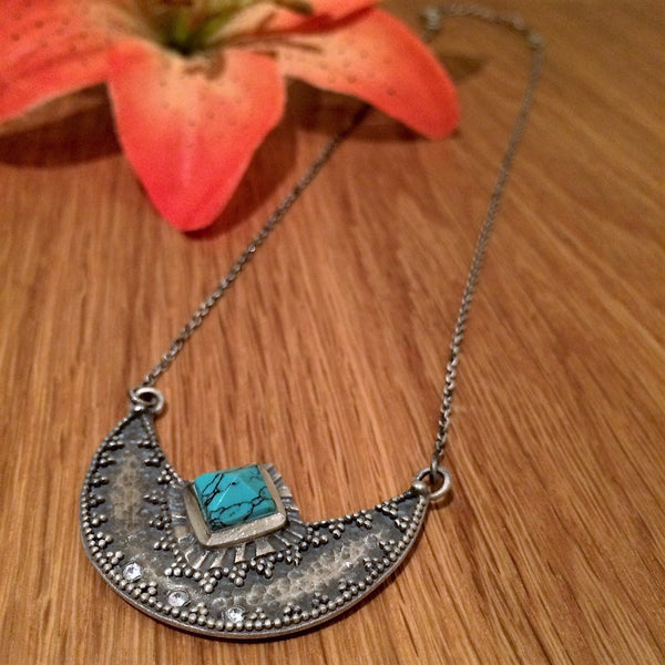 Blue Pyramid Necklace - VNKL118 – Volcano Jewellery